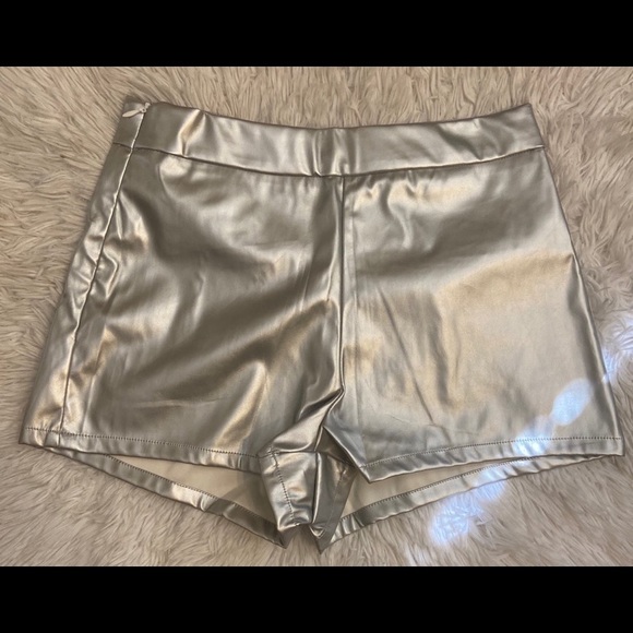 Shorts | Silver Metallic Shorts | Poshmark